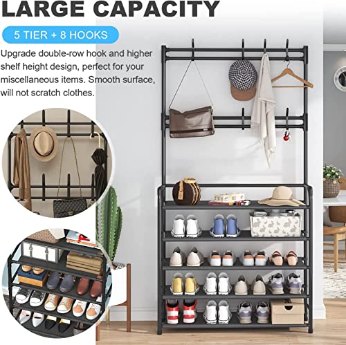 Liwarace Metal Clothing Rack,Clothes Garment Coat Rack with Bottom Shelf, Clothing Rack for Hanging Clothes, Coats, Skirts, Shirts, Sweaters, Black