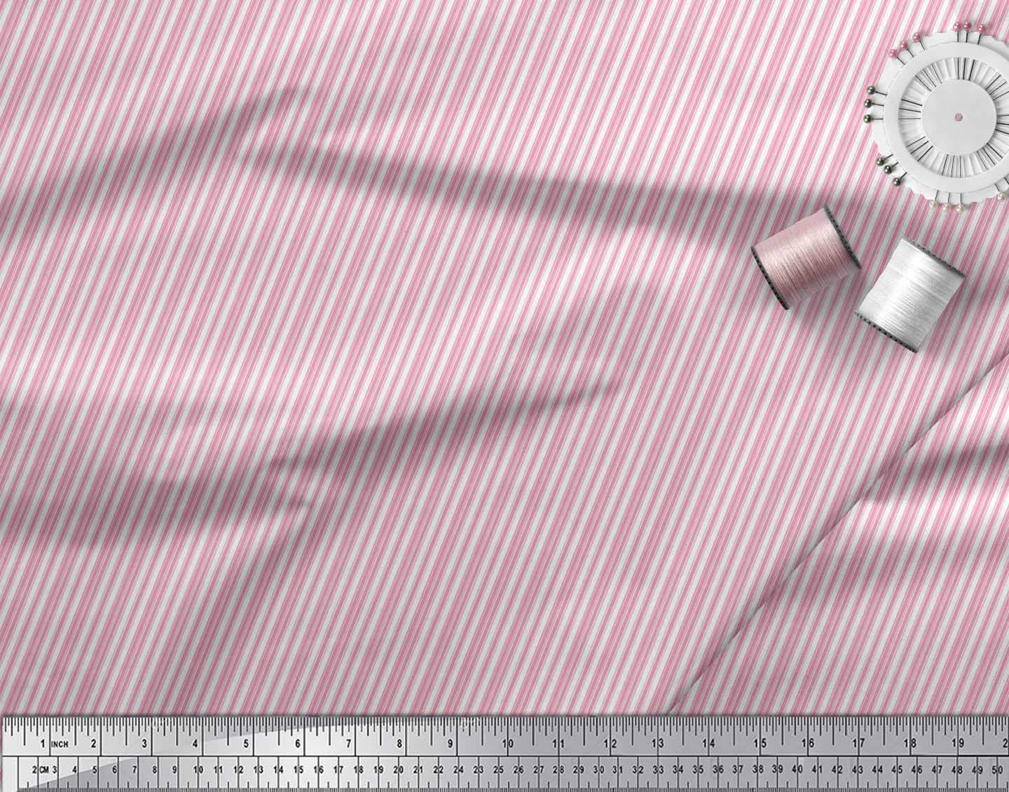 Soimoi Viscos Chiffon Pink Fabric - by The Yard - 42 Inch Wide - Stripe Geometric Shirting - Modern Styling with Striped Geometric Patterns Printed Fabric