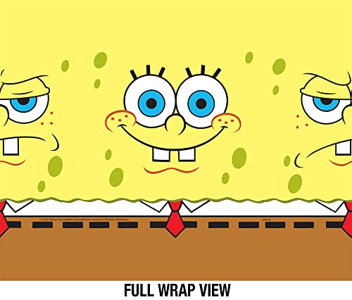 Spongebob Official Dual Face 24 oz Insulated Canteen Water Bottle, Leak Resistant, Vacuum Insulated Stainless Steel with Loop Cap, White