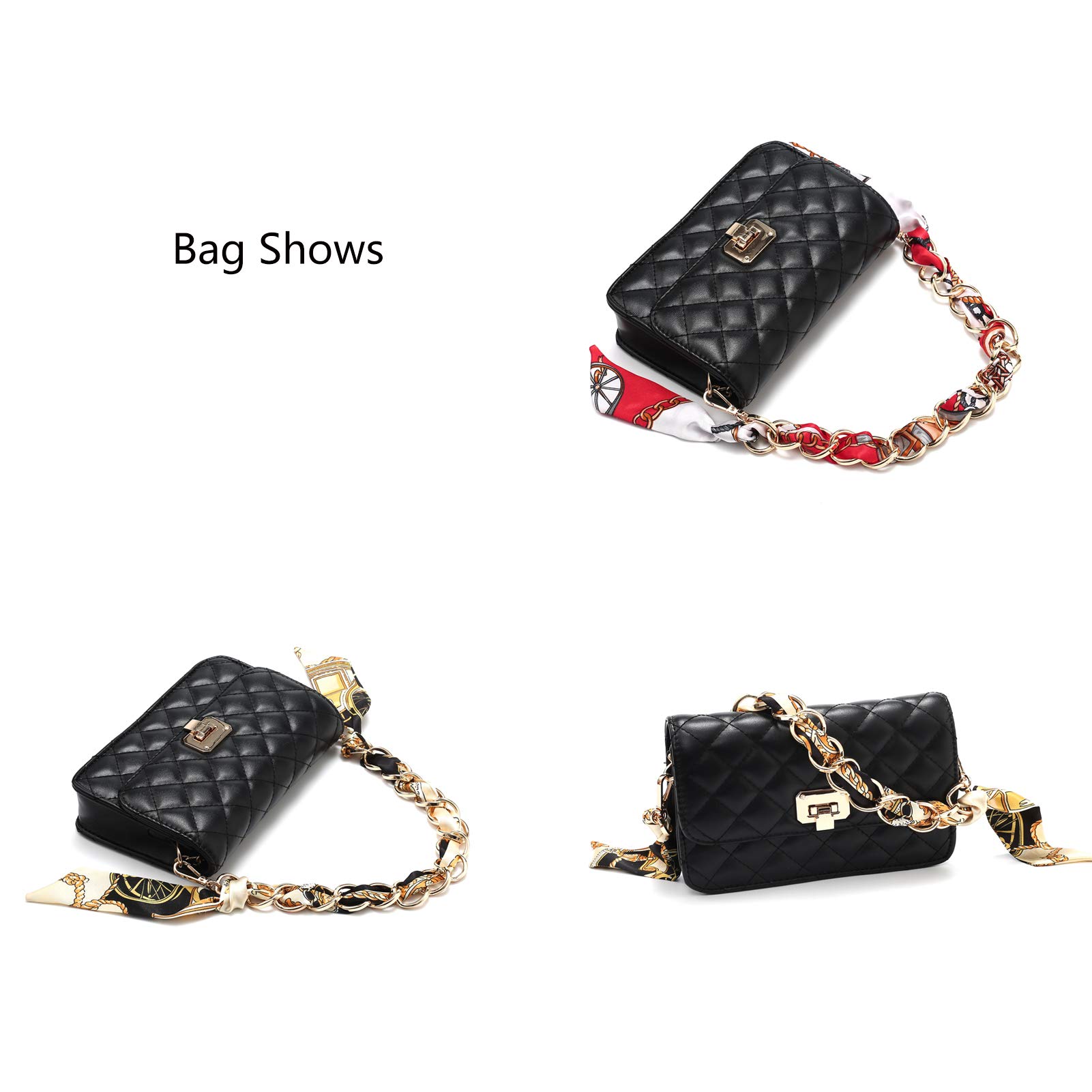 Elegant Silk Scarf Metal Purse Handle Strap Handbag Chain Replacement Accessories Decoration (Antique Gold)