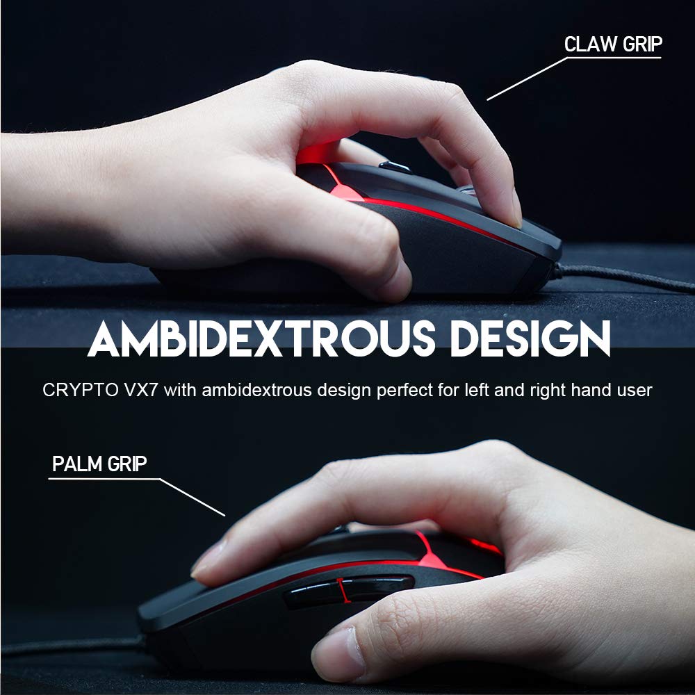 FANTECH Wired Gaming Mouse Lightweight-8000 DPI Optical Computer Mouse,4 RGB Backlit Modes, 6 programmable Buttons,Ergonomic Gamer Laptop PC Mice (Black)
