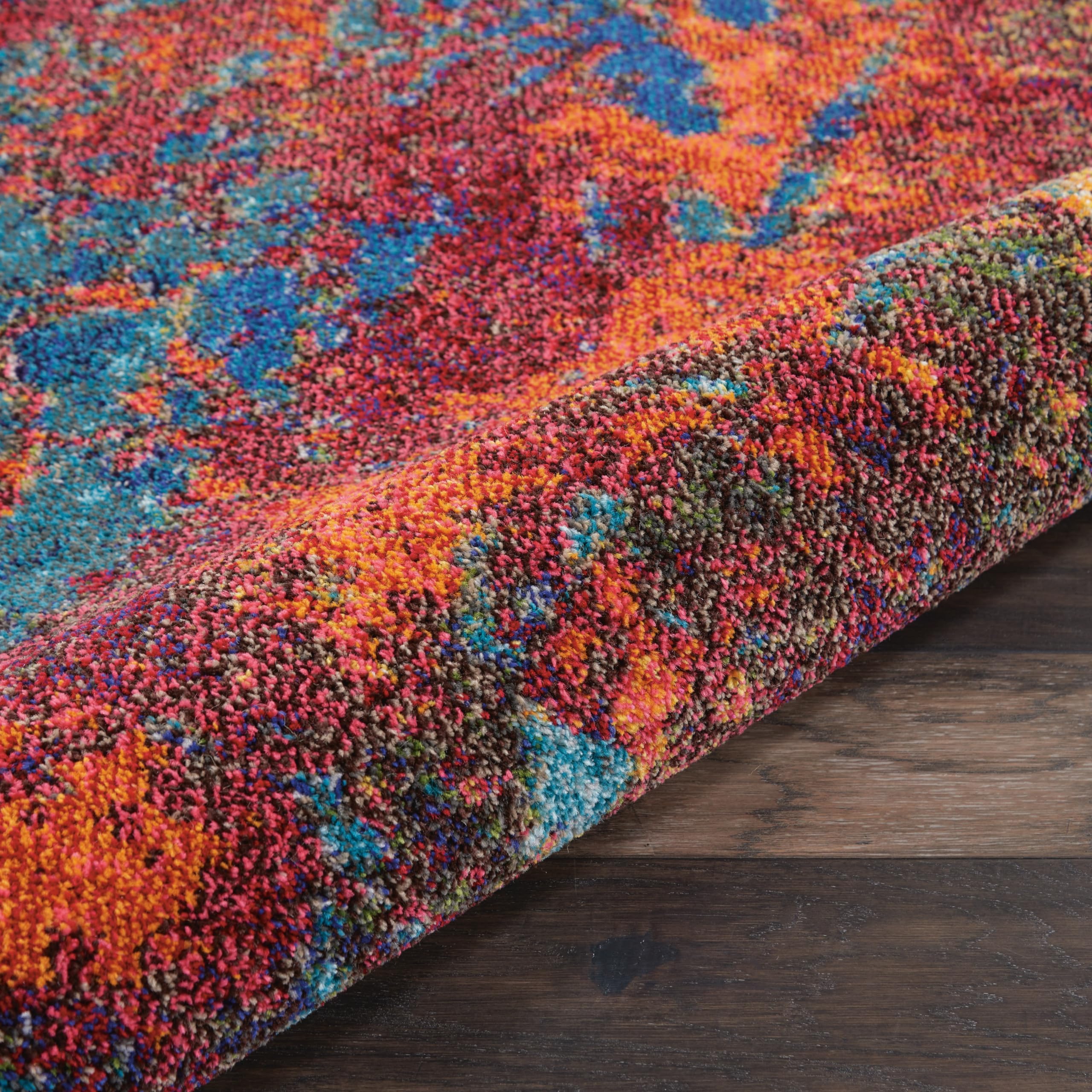 Nourison Celestial Red/Blue Atlantic 7'10" x 10'6" Area -Rug, Contemporary, Abstract, Easy -Cleaning, Non Shedding, Bed Room, Living Room, Dining Room, Kitchen, (8' x 11')