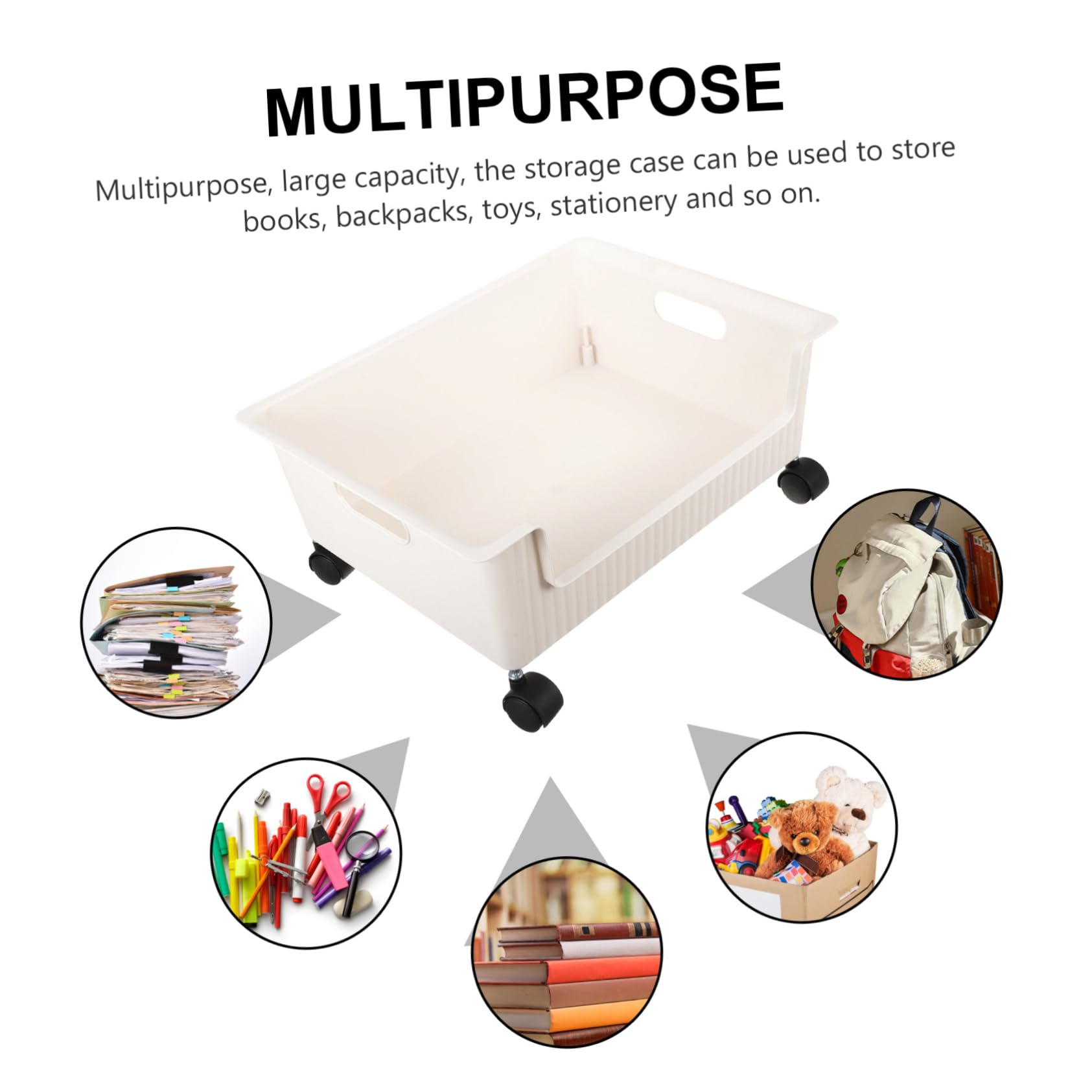 LIFKOME Storage Box with Pulleys Plastic Storage Containers for Clothes Kids Storage Organizer Bins Office Storage Boxes Under Desk Cart Mobile Bookshelf Desk Book Shelves Wheel
