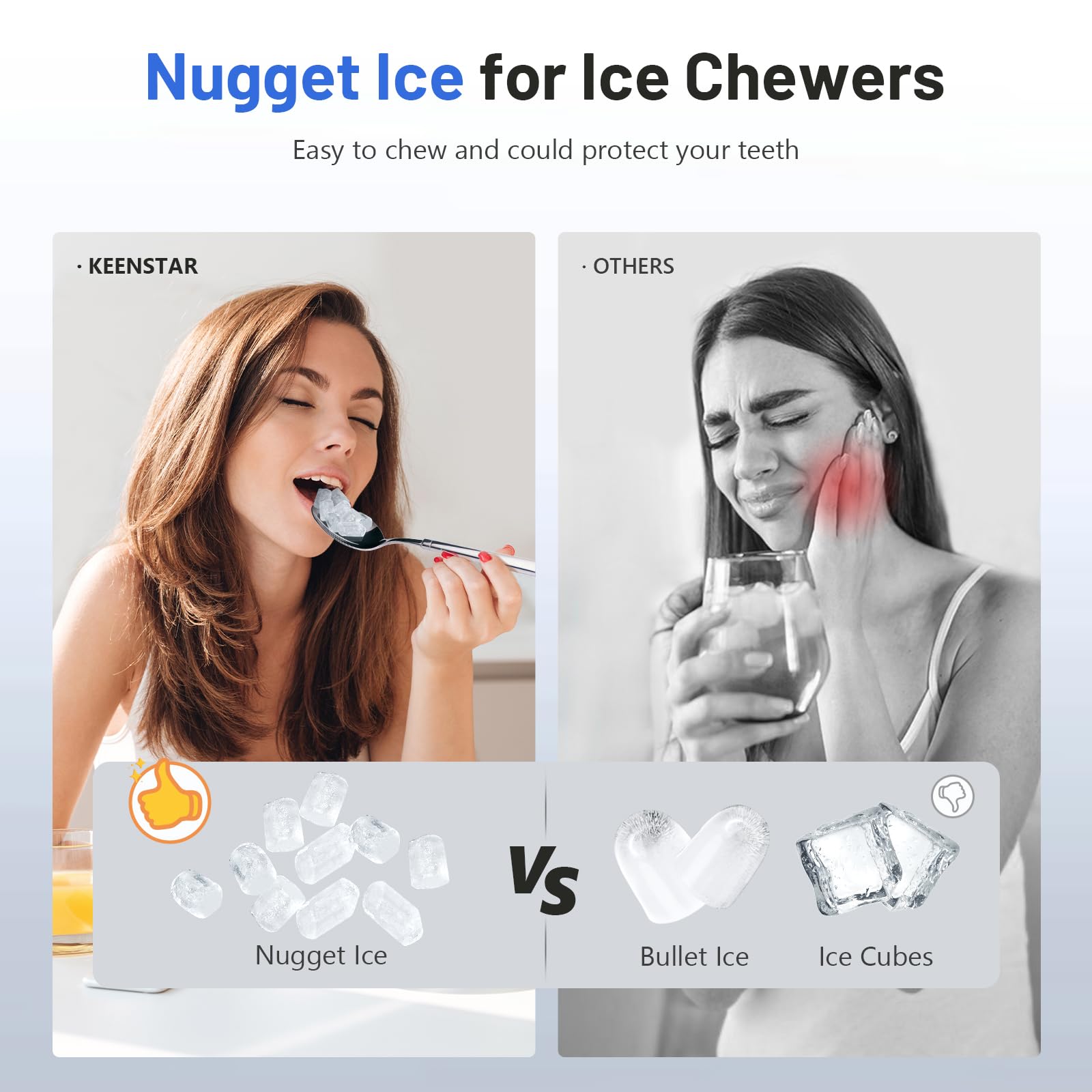 Nugget Ice Maker Countertop, 40lbs/24H, Pebble Ice Maker with Soft Chewable Ice, Self Cleaning Sonic Ice Machine, Stainless Steel w/Touch Screen, Compact Design for Home Office Bar Party-Silver