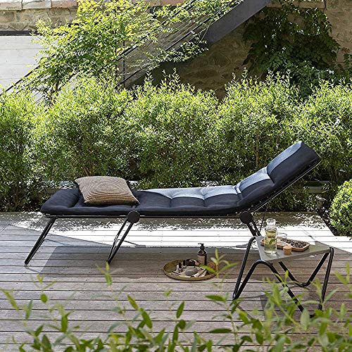 Lafuma Siesta Sunbed Aircomfort (Acier Black) Padded Pool Chaise Lounge w/ Steel tubing