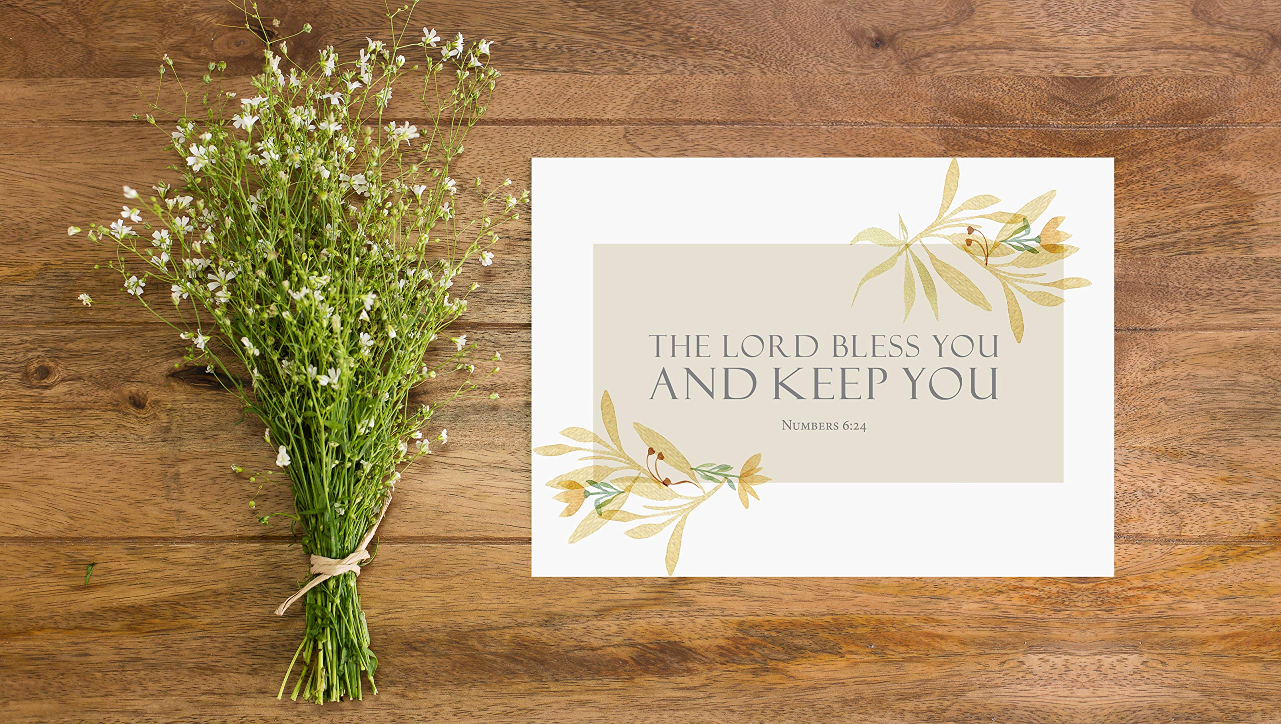 Religious Thank You Cards with Bible Verse - Watercolor Scripture Design - Pack of 24 - Rectangle