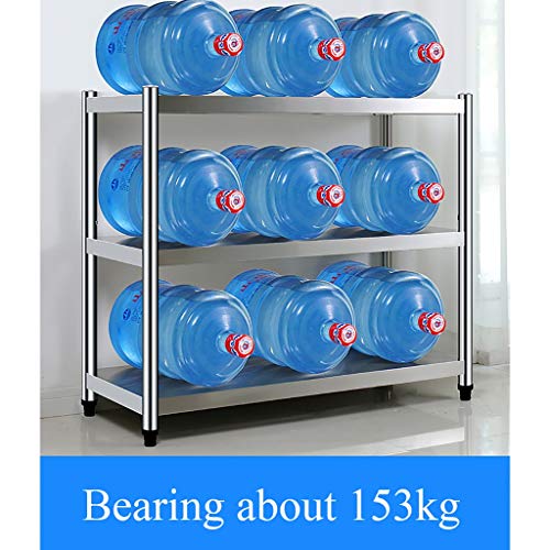 LIZI Racks 3 Tier Shelf Shelving Units,Multi-Purpose 201 Stainless Steel Small Storage Rack,Load-Bearing 153kg Per Floor,for Kitchen Livingroom Bathroom Office (Size : 90X45X80CM)