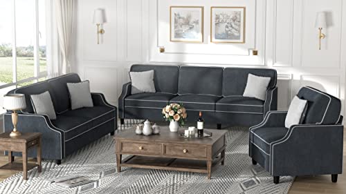 Meilocar 56" Loveseat Couch, Modern Upholstered Love Seats with Armrest and Two Pillows, Small Double Sofa for Bedroom, Apartment, Office and Small Spaces (Blue Gray)