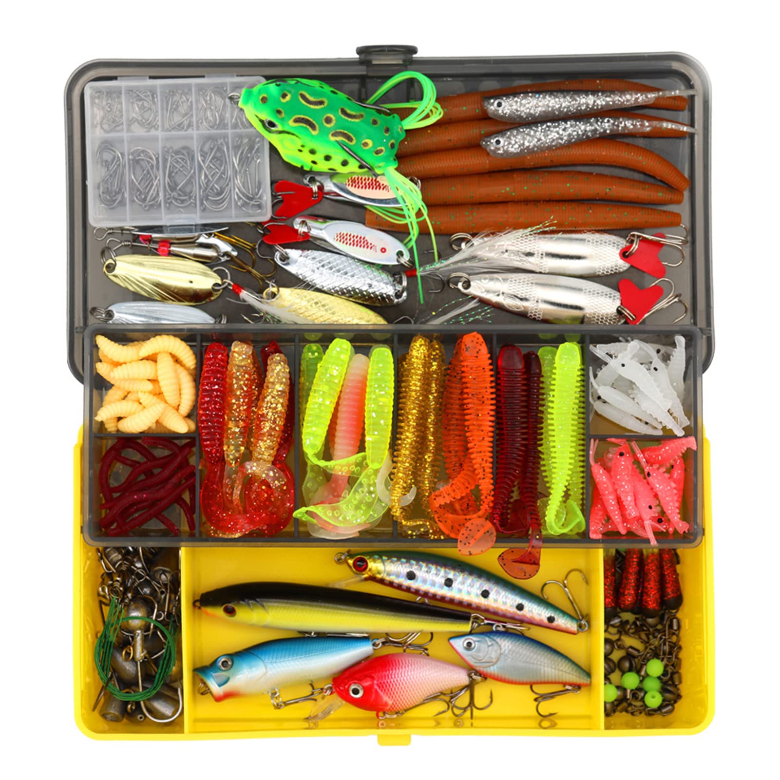 doorslay 304pcs Fishing Accessories Set with Tackle Box Including Various Bionic Bait Jig Hooks Swivels Snaps Sinker Slides