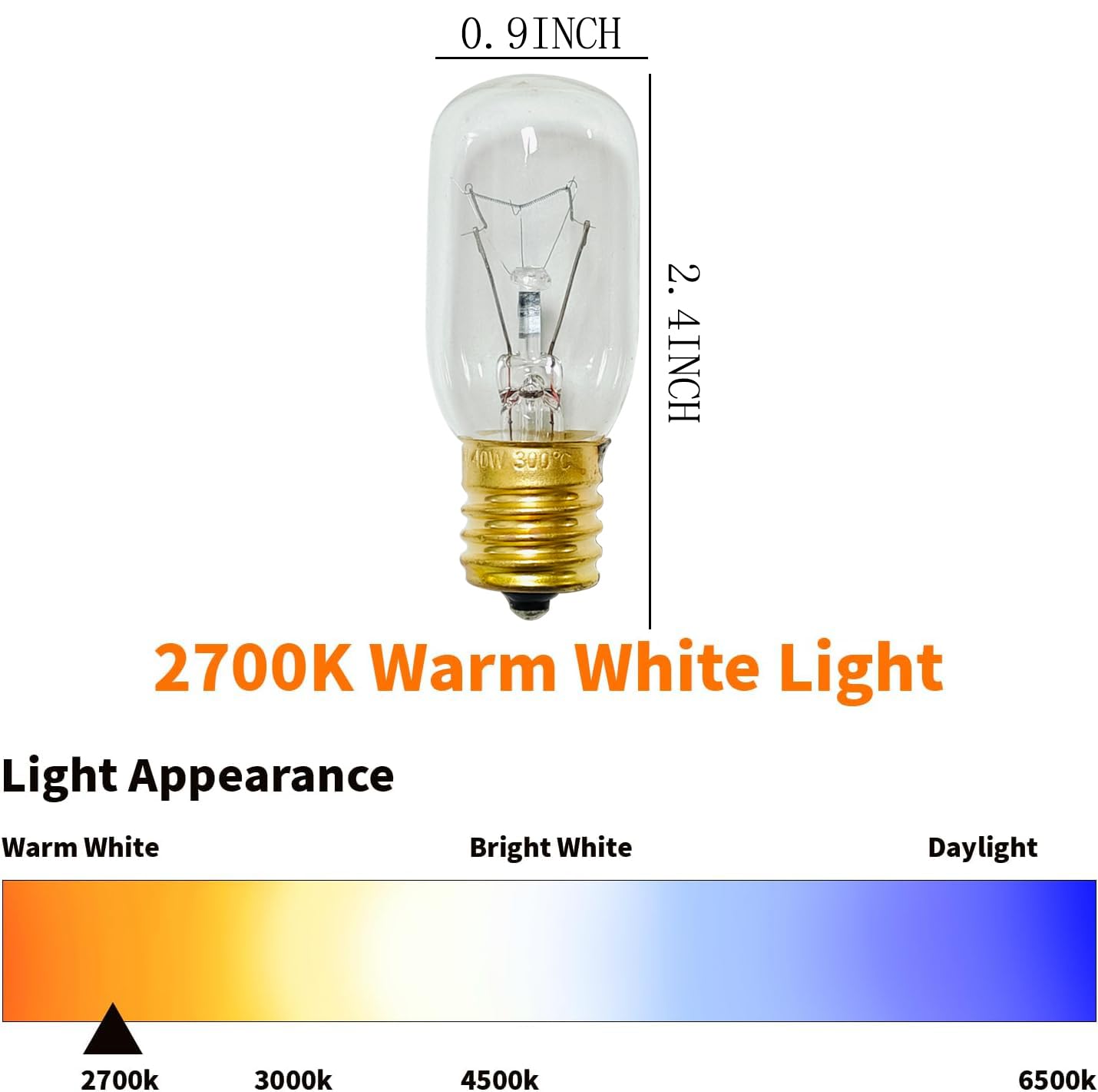 Light Bulb for Whirlpool Microwave - Microwave Light Bulb Fits for Whirlpool Maytag GE Amana Over The Range Hood Microwave, Dimmable with 125V 40W E17 Base, Kitchen Night Light
