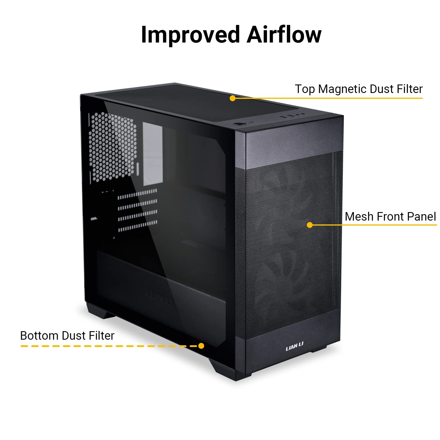 LIAN LI High Airflow Micro ATX PC Case, RGB Gaming Computer Case, Mesh Front Panel Mid-Tower Chassis with 2x140mm ARGB PWM Fans Pre-Installed, Tempered Glass Side Panel (LANCOOL 205M MESH, Black)