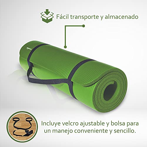 Extra Thick Yoga Mat | Non Slip Backing | 0.4 Inch Thick Foam | Includes Adjustable Carrying Straps | Perfect for at Home or on the go workouts | Green