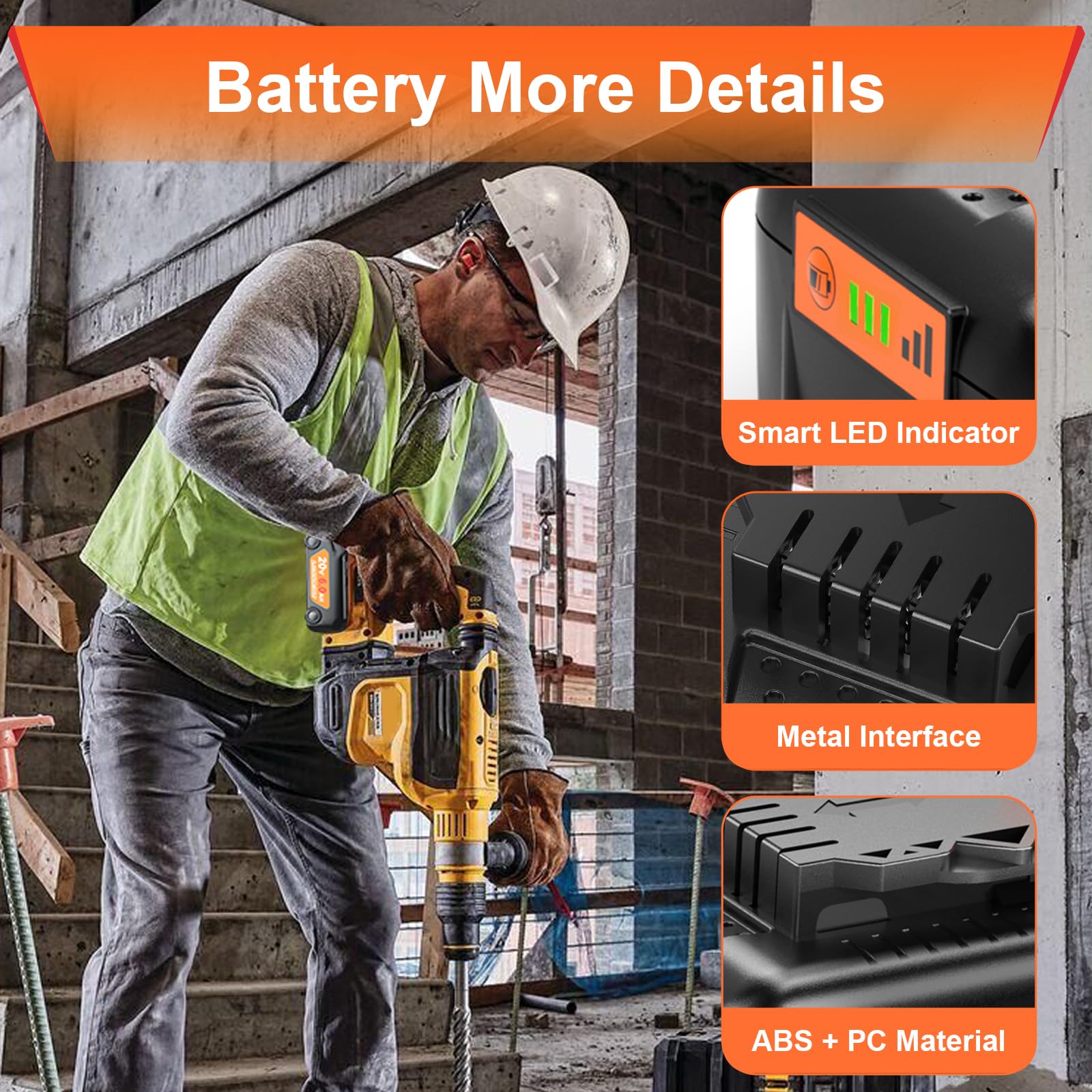 SUnMilY Upgraded 4Pack 6.0Ah Replacement for Dewalt 20V Max Battery Compatible with Dewalt 20V Battery DCB200 DCB201 DCB204 DCB206 DCD/DCF/DCG/DCS Series Cordless Power Tools
