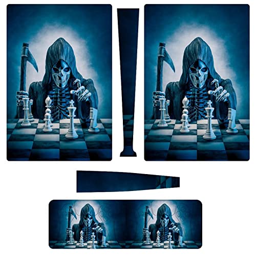 Grim Reaper Playing Game of Chess Full Protective Skin Cover Design Wrap Decal Sticker Compatible with PS5 Digital Edition Console and Controller