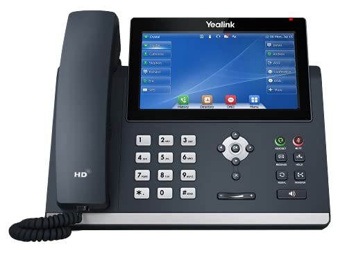 Yealink T48U IP Phone, 16 Lines. 7-Inch Color Touch Screen Display. Dual USB 2.0, Dual-Port Gigabit Ethernet, 802.3af PoE, Power Adapter Not Included (SIP-T48U)