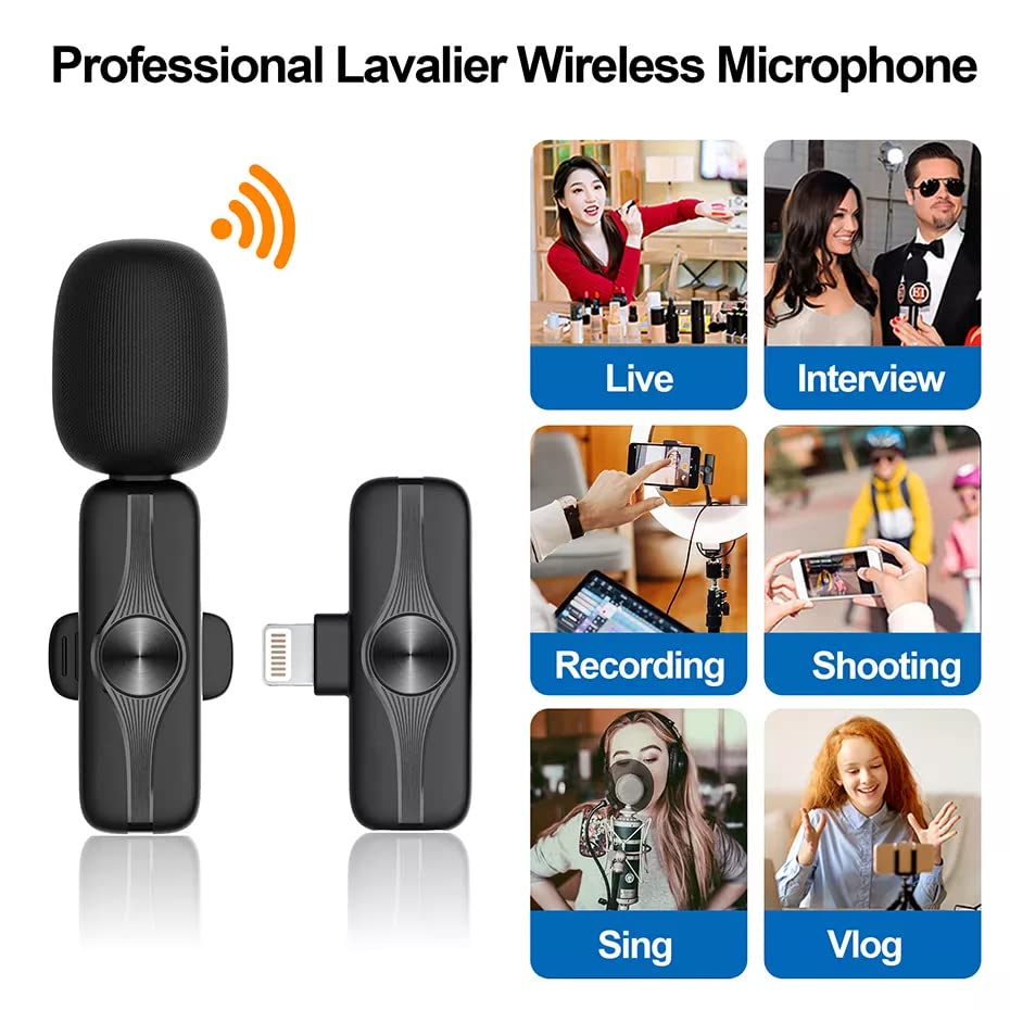 Doplop Tool Wireless Lavalier Lapel Microphone - Professional for iPhone, iPad, Cordless Omnidirectional Condenser Recording Mic with Bag for Interview Video, TIKTOK, YouTube