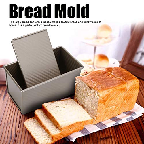LIULDASHUN Bread Mold, Gold Aluminium Alloy Non Stick Baking Mold With Sliding Cover, Bread Meatloaf Homemade Cakes Baking Bread Pan Kitchen Supplies