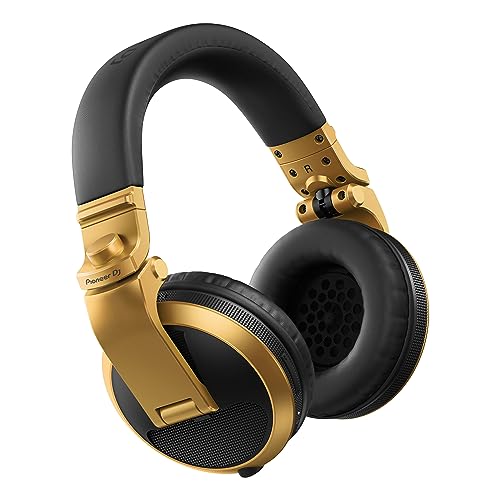 Pioneer DJ HDJ-X5BT-N - Closed-back, Bluetooth-compatible, Circumaural DJ Headphones with 40mm Drivers, 5Hz-30kHz Frequency Range, Detachable Cable, and Carry Pouch - Gold