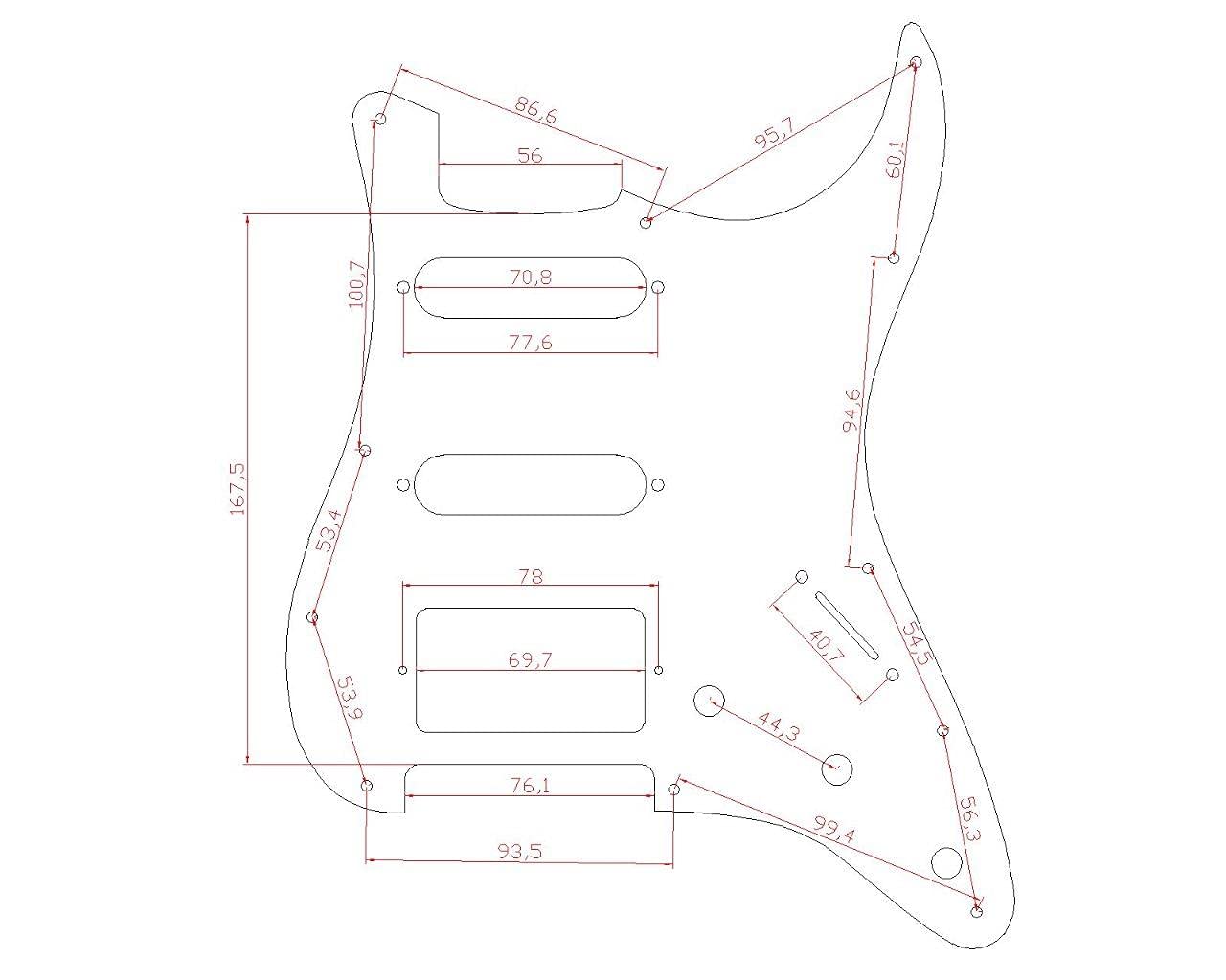Dopro 11-Hole Aluminum Anodized Modern Style Strat HSS Guitar Pickguard Scratch Plate Fits American/Mexican Fender Gold