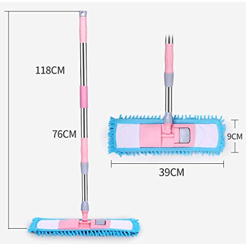 JHHDP Professional Microfiber Mop Stainless Steel Handle Flat Magic Mop Replaceable Mop Head