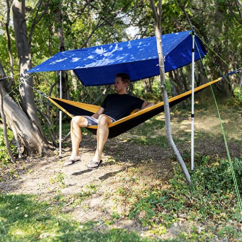 Everbeam Telescopic Tarp Pole for Camping, Hiking, Fishing - Adjustable Aluminium Rods Extend To 92" - Portable & Lightweight, Ideal for Awning, Tent Fly - Includes Guy Lines, Stakes, Carry Bag-2 Pack