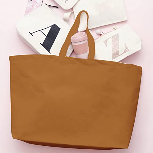 LLYLIU 28" Large Canvas Tote Bag - Extra Big Shopping Beach Totes Bags Reusable Grocery Bag Plain Solid 28" x 8" x 16"