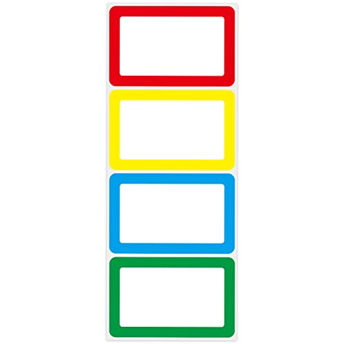 Mionno 200pc 4 Colors Name Tags Labels Stickers, 3.5"x2.25" Colored Blank Name Stickers Category Labels for Office, School, Meeting, Kindergarten, Teachers, Parties, Warehouses, Clothes and Mailing