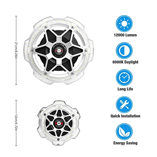 High Bay Light 12000 Lm Daylight Garage Ceiling Light, 120w Led Warehouse Lights for Loft Basement Home Office ( Color : Black )