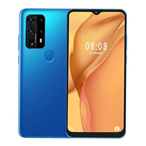 jiabaoyu Global Compatible Dual SIM Smartphone with Facial Recognition - Blue Large Screen Unlocked Smartphone with High Capacity Memory Fast Charging Technology and Face Unlock
