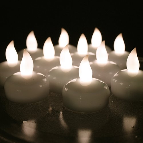 IMAGE Floating Candles, Flameless Floating LED Tea Lights 12 Pack Waterproof Tealight Candles for Wedding Party Spa Home Indoor Outdoor Decor-Warm White