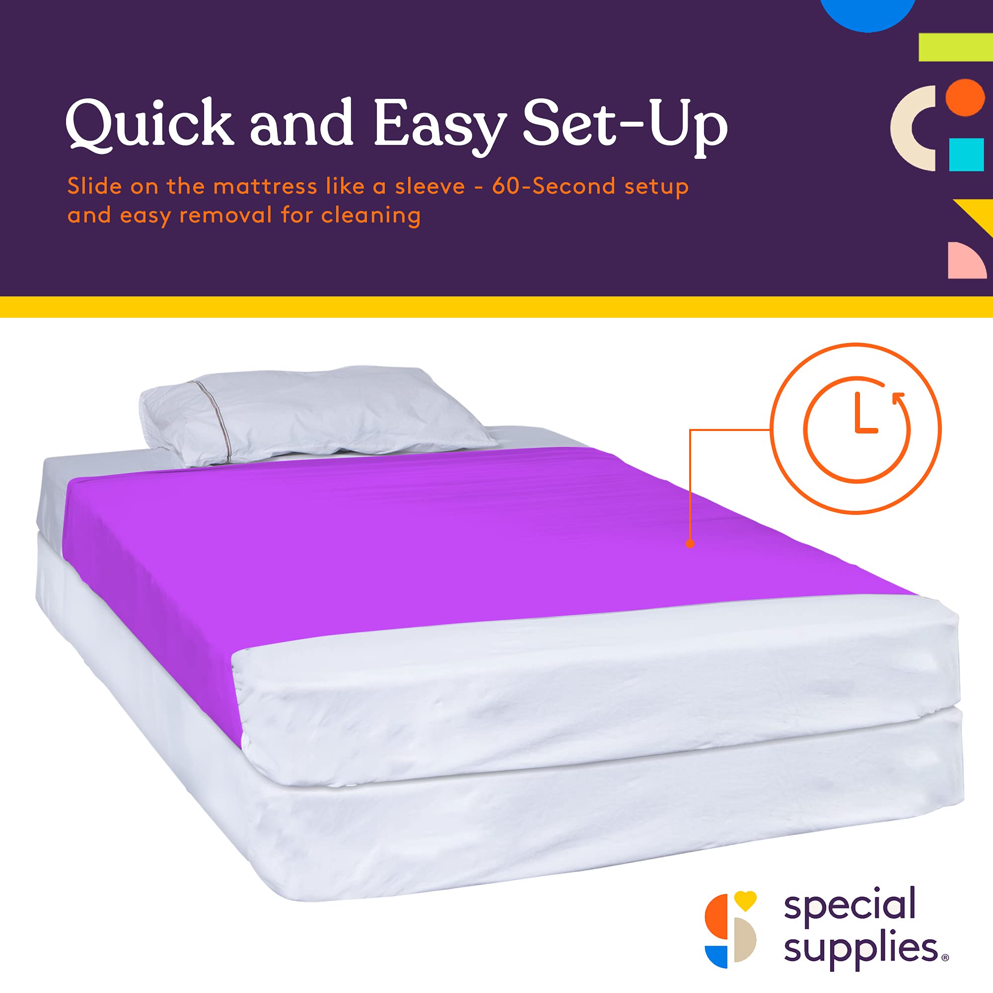 Special Supplies Sensory Bed Sheet for Kids Compression Alternative to Weighted Blankets - Breathable, Stretchy - Cool, Comfortable Sleeping Bedding (Purple, Full)