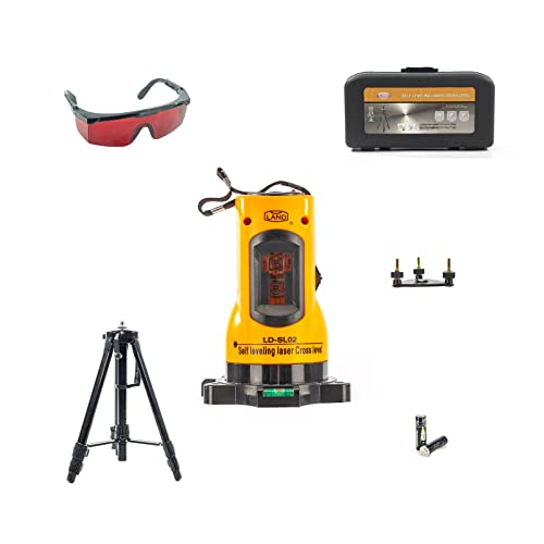 LAND Laser Level Kit Class Laser Ⅱ,Self-Leveling laser Cross Level,Horizontal and Vertical Points Rotatable 360 Degree Suitable for interior design(Lightweight Tripod,Battery Included )