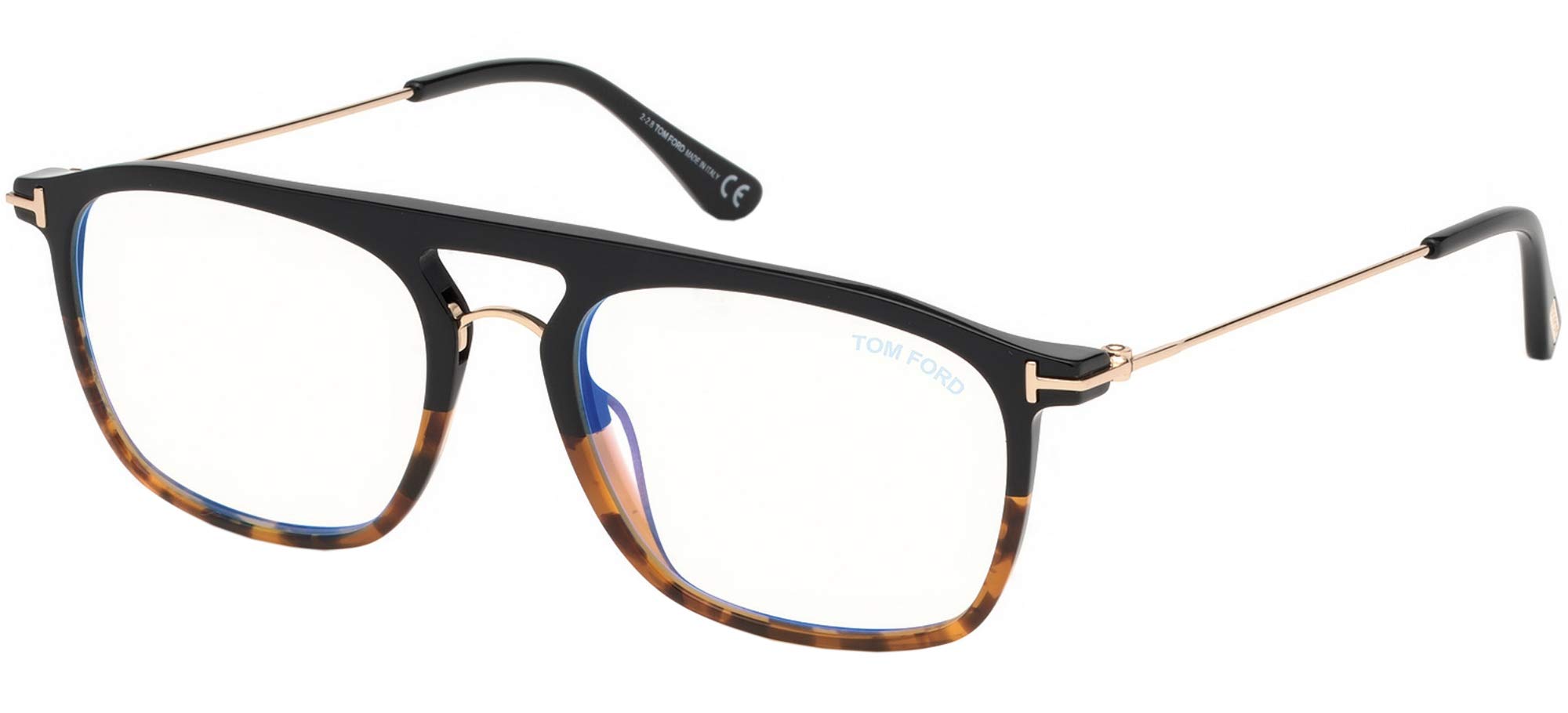 Eyeglasses Tom Ford FT 5588 -B 005 Shiny Black & Vintage Havana, Rose Gold/Blu