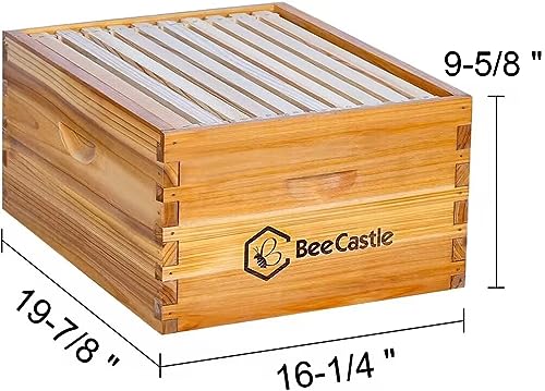 Heavy Wax Coated Unassembled Langstroth Deep/Brood Box with Frames and Beeswax Coated Foundation Sheet (10 Frame)
