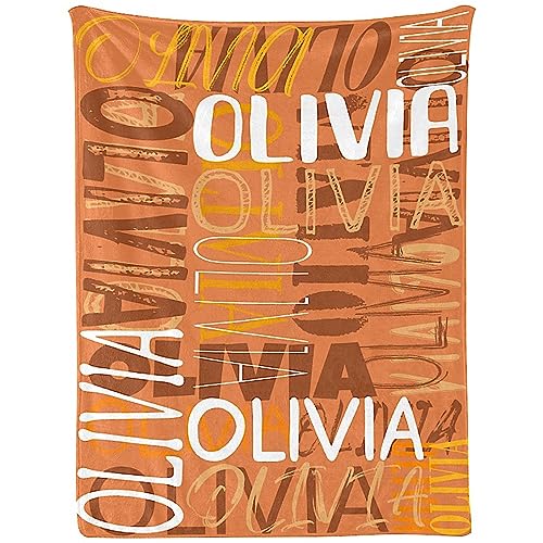 JOYXBUY Custom Blanket Personalized Throw Blanket Name Blankets Personalized Gifts for Women Men Kids Baby Boys Girls (Orange, 40” x 50”)