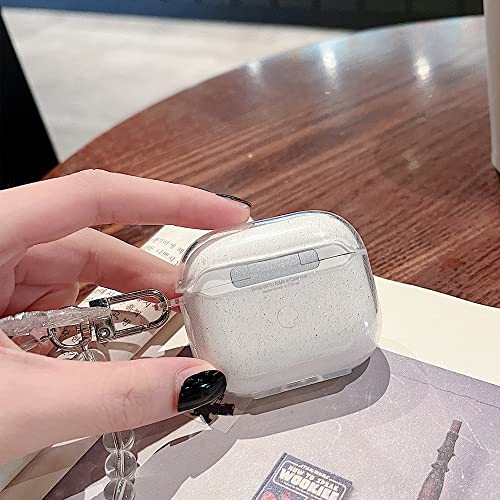 Srddty Compatible with AirPods Pro Case Cute Clear Glitter, Shockproof Soft TPU Protective Airpod Pro Case Cover for Girls Women with Keychain Designed for AirPod Pro 2019, Butterfly