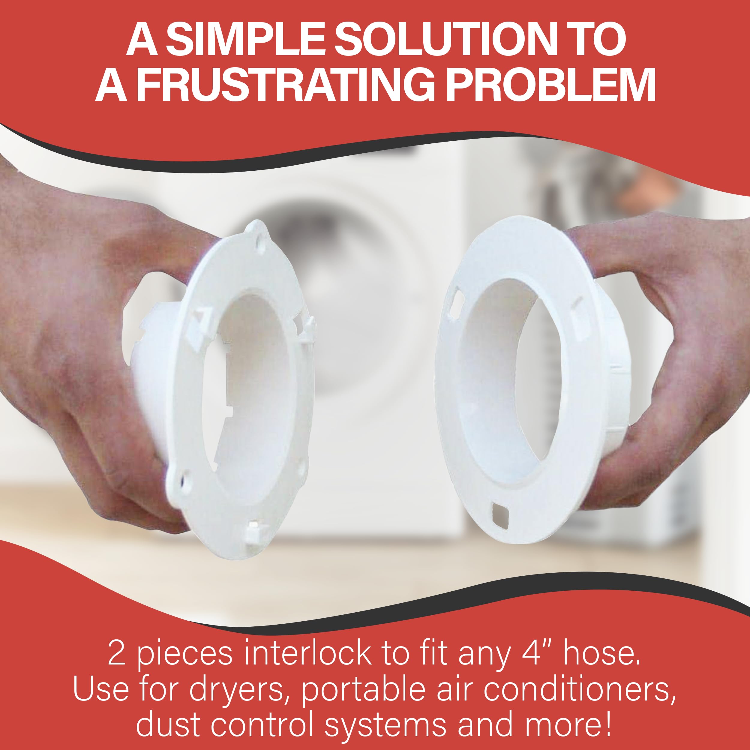 Dryer Dock The Original Dryer Vent Quick Release - Two-Piece Dryer Hose Quick-Connect, Twist & Lock Tight, Fits 4 Inch Tubes,White