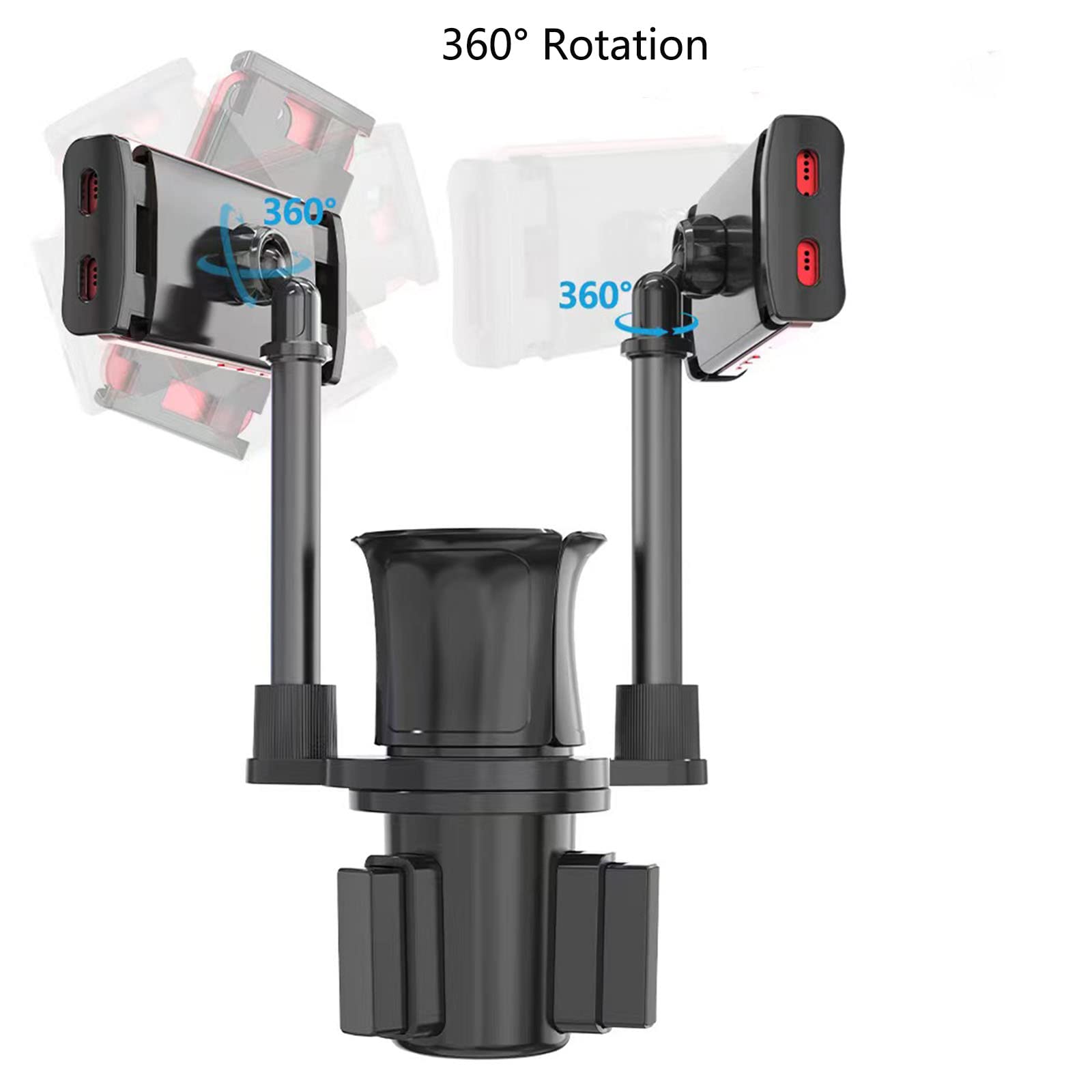 GSRUAN Cup Holder Tablet,360° Rotation Universal with Adjustable Base,Compatible 4~11inches Mobile Phones or Tablets(Black)