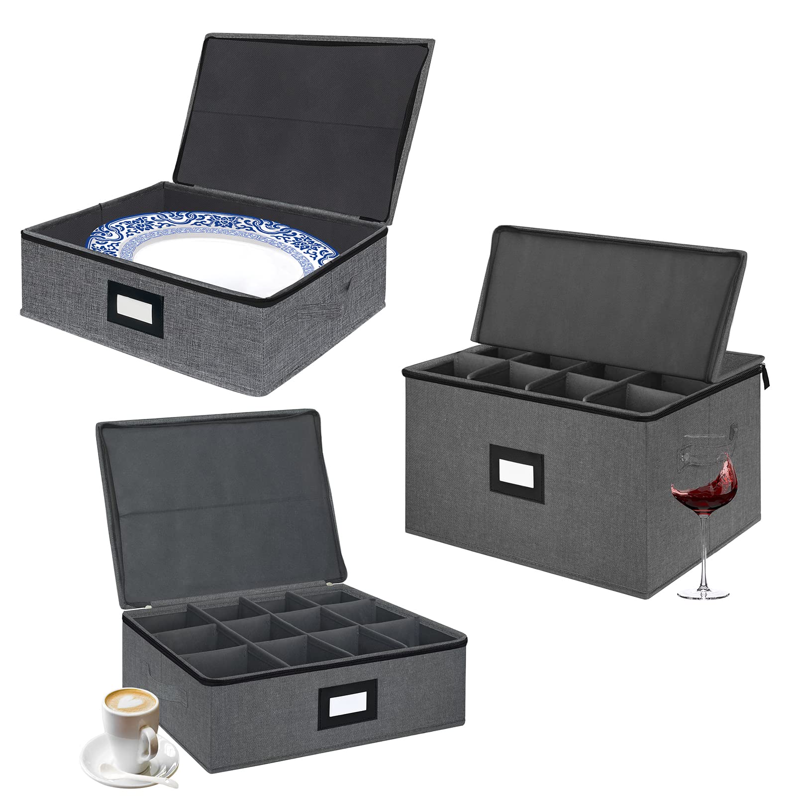 homyfort Platter Storage Case & Mug and Cup Storage with Dividers & Wine Glass Storage Box, China Storage Containers Hard Shell and Stackable