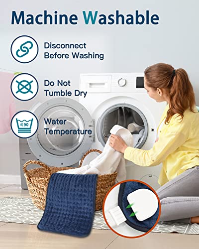 Zostuic Heating Pad for Back Pain and Cramp Relief, 11" x 26" Ultra Soft Large Washable Moist & Dry Heat Therapy Electric Heat Pads for Neck and Shoulders with 6 Heat Settings 3 Timer Settings(Blue)