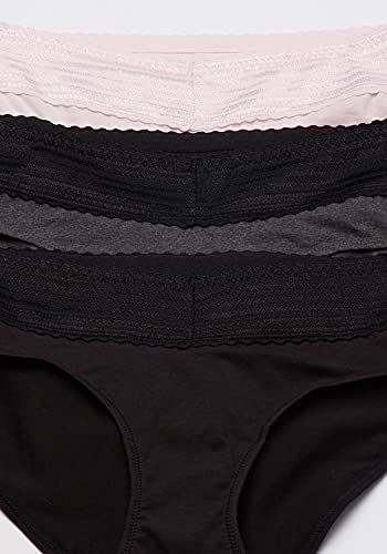 Warner's womens Blissful Benefits No Muffin 3 Pack Hipster Panties, Black/Pale Pink/Dark Gray Heather, Medium US