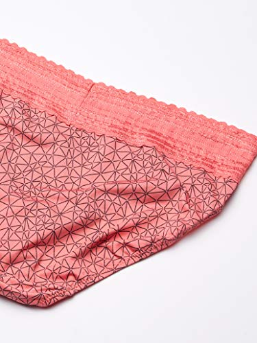 Warner's womens Blissful Benefits Dig-free Comfort Waistband With Lace Microfiber Hi-cut 3-pack 5109w Underwear, Sunkissed Coral Crystal Web/Rosewater/Black, Large US