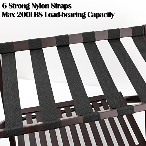 Purbambo Luggage Rack, Bamboo Folding Luggage Rack Suitcase Stand with Storage Shelf for Home Bedroom Guest Room - Brown