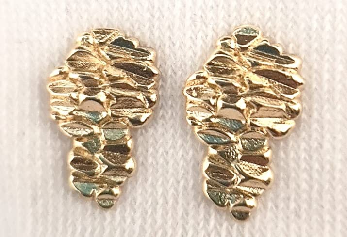 Gold Plated Nugget Stud Earrings for Men and Women