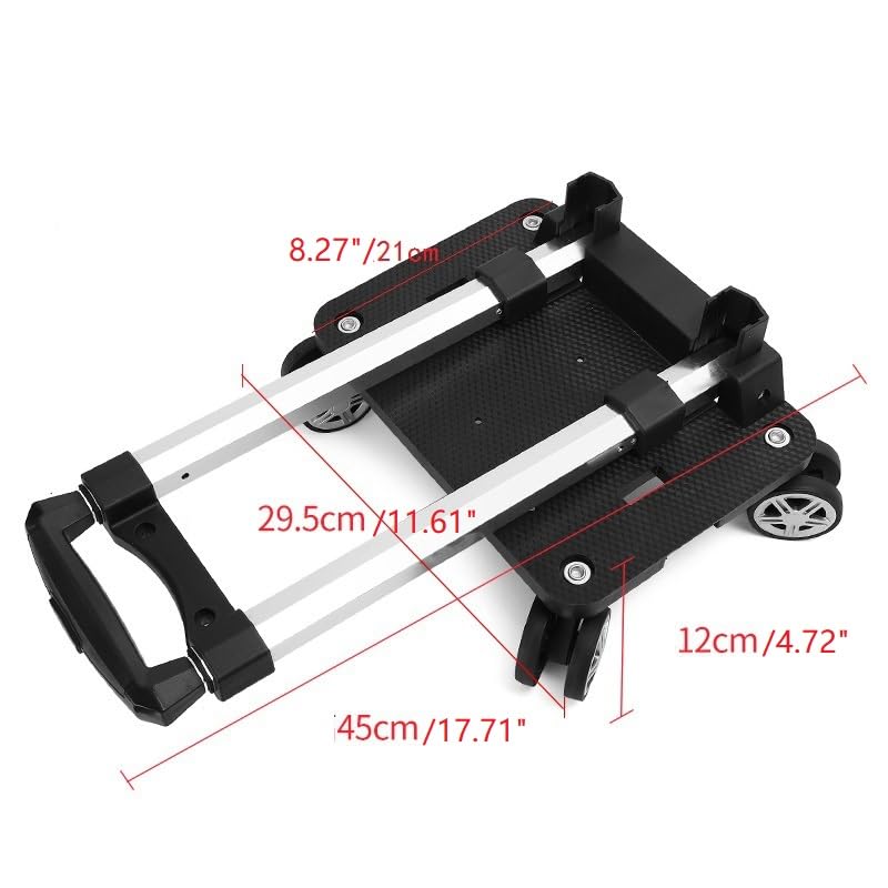 Hand Truck with Telescoping Rod and 4 Wheels, Heavy-Duty Folding Cart for Luggage, Backpacks and More, Black