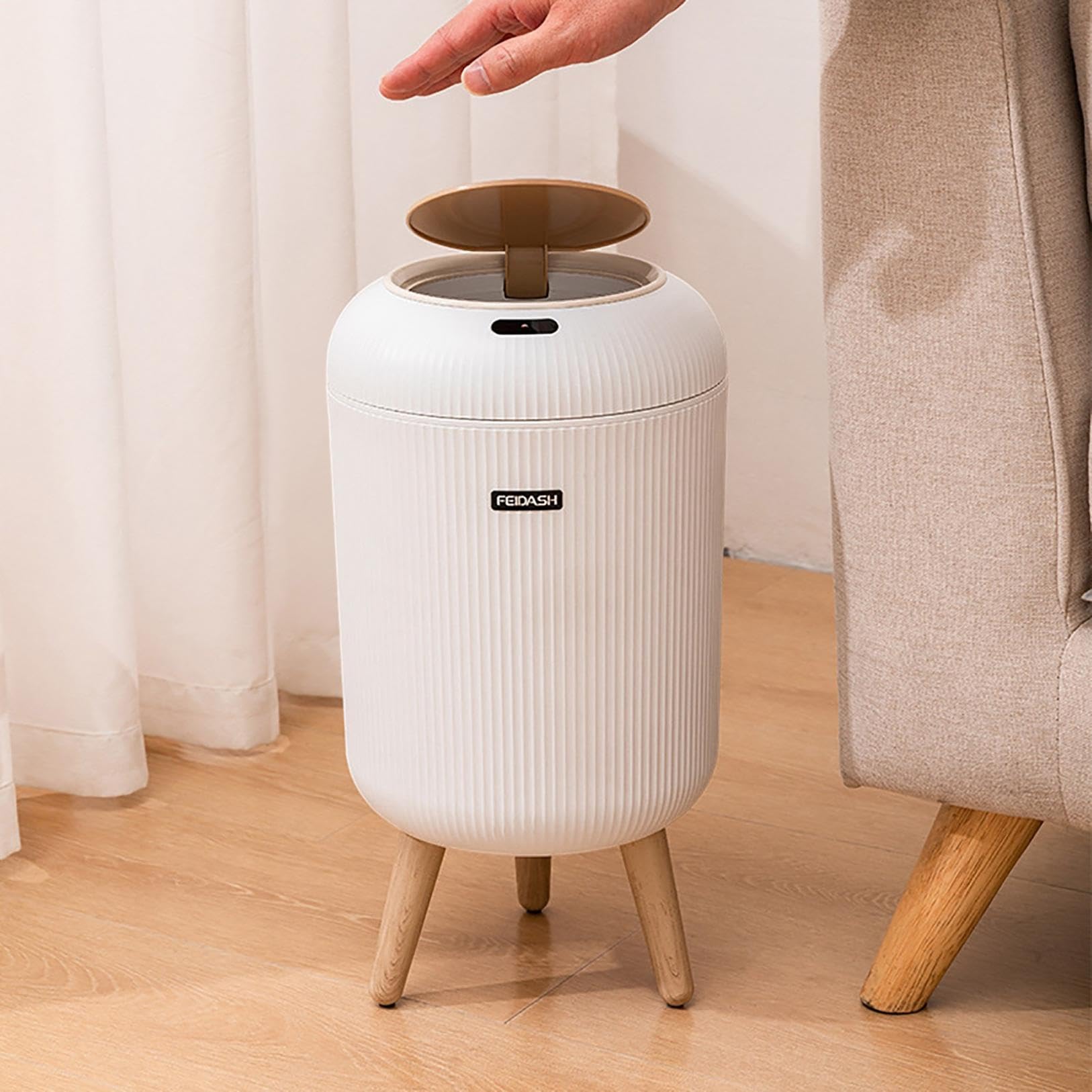 JOYO Smart Sensor Wastebasket,Automatic Motion Sensor Bathroom Trash Can with Lid,3 Gallon Touchless Trash Bin,Smart Plastic Garbage Can for Bedroom, Bathroom, Kitchen, Office (01 White)