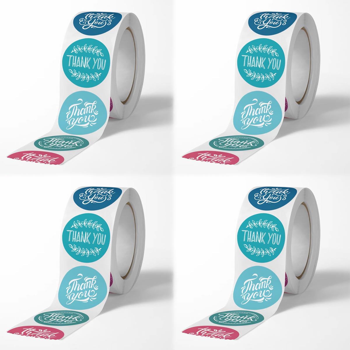 Thank You Sticker Labels 2000 Pcs(4 Rolls, 500 Pcs/Roll, 6 Designs) for Packaging Small Business, Envelope Seal (1 Inch)