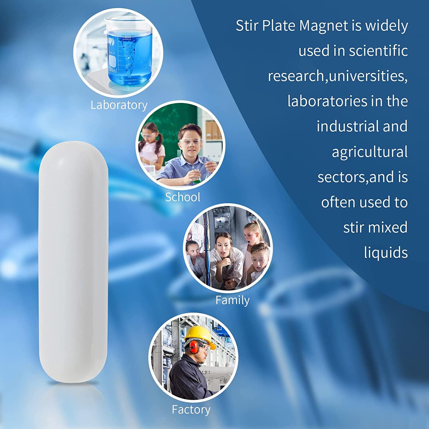 Magnetic Stirrer Mixer Stir Bar,6Pcs 30mm(1.18 inch) PTFE Magnetic Stir Bar,White Color,Laboratory Bar,Stir Plate Bar,Stir Bars…