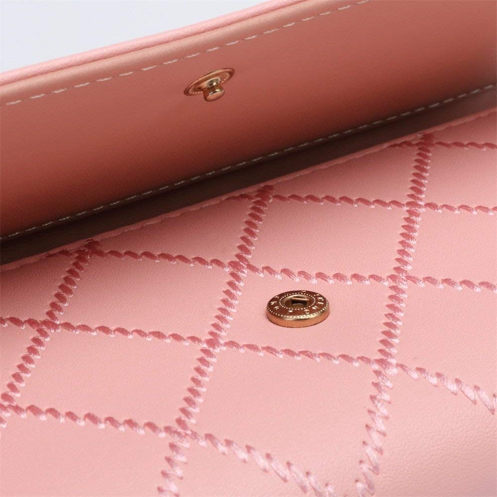 Xeminor Wallet Women's 3 Fold Wallet Ladies Long Wallet Ladies Gift Large Capacity Ladies Wallet Multi-function PU Leather Wallet 1Pcs Pink