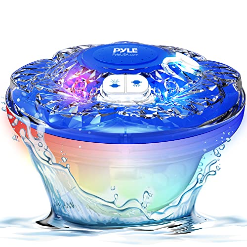 Pyle PLEDFN8.5 Pool Fountain with 6 Mode LED Light Show, Water Resistance IP68, Built in Rechargeable Battery, Floating Sprinkler for Swimming Pools & Pond, Multi-Color